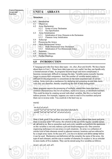 Block 2 Unit 6 Arrays Problem Solving And Computing Control