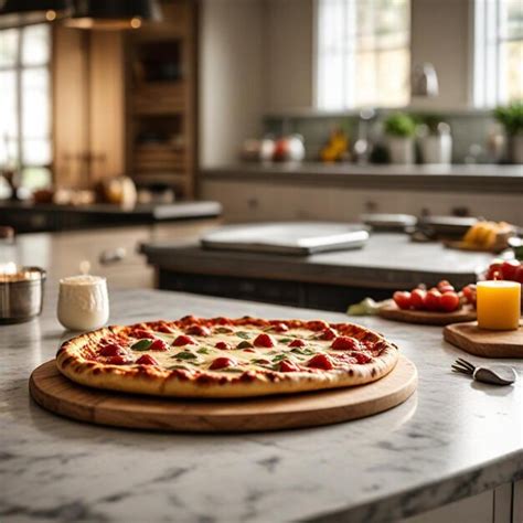 A Pizza Is On A Wooden Board With A Glass Of Orange Juice Premium Ai