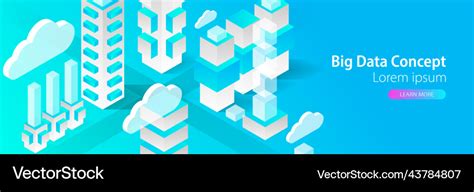 Isometric Big Data Flow Processing Concept Cloud Vector Image