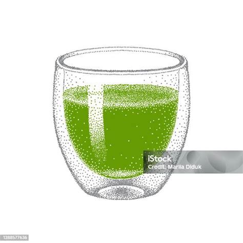 말차 유리 더블 월 컵 사실적인 스케치 일본 음료 녹차 음료 뾰족한 그림 손으로 그린 새겨진 0명에 대한 스톡 벡터 아트 및 기타 이미지 Istock