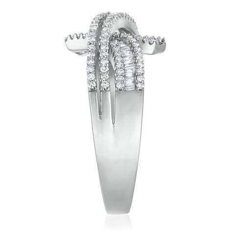 Diamond Bypass Crossover Ring In 10k White Gold 12 Ct Tw