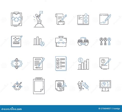 Development Line Icons Collection Progress Advancement Improvement