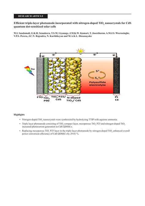 Pdf Efficient Triple Layer Photoanode Incorporated With Nitrogen Doped Tio2 Nanocrystals For