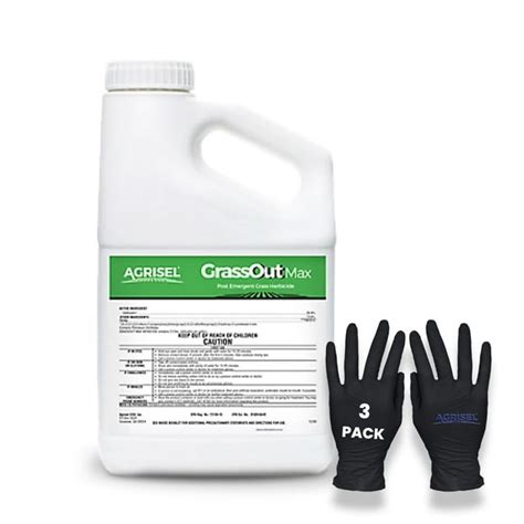 Agrisel Grassout Max Weed Killer Grassy Weed Control 128 Oz Gloves