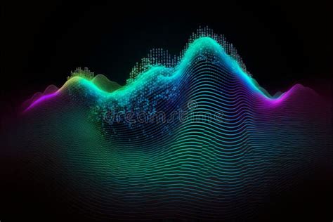 Illustration Of Motion Waving Dots Texture With Glowing Particles Abstract Background Stock