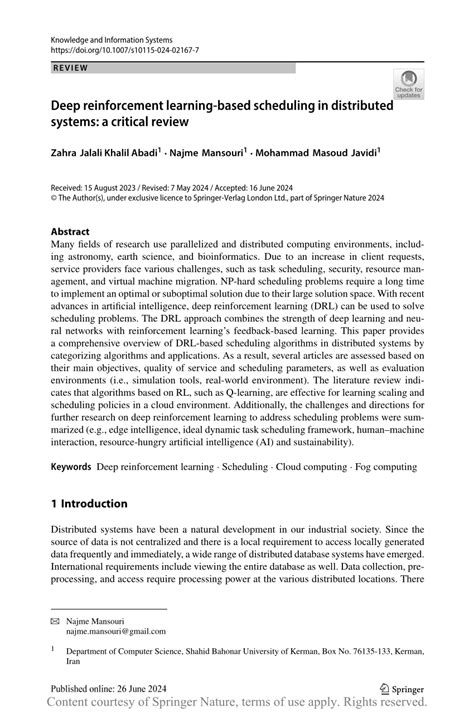 Deep Reinforcement Learning Based Scheduling In Distributed Systems A Critical Review Request Pdf