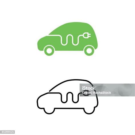 전기 자동차와 전기 충전 케이블 아이콘입니다 하이브리드 차량 기호입니다 에코 친화적인 자동차 또는 전기 자동차 컨셉입니다 0명에 대한 스톡 벡터 아트 및 기타 이미지