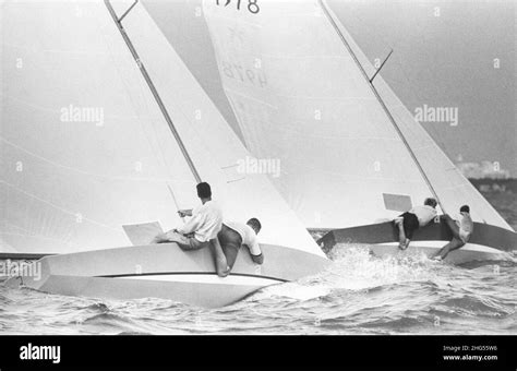 Star Class Sailboat Racing On Biscayne Bay Miami Florida Ca Late