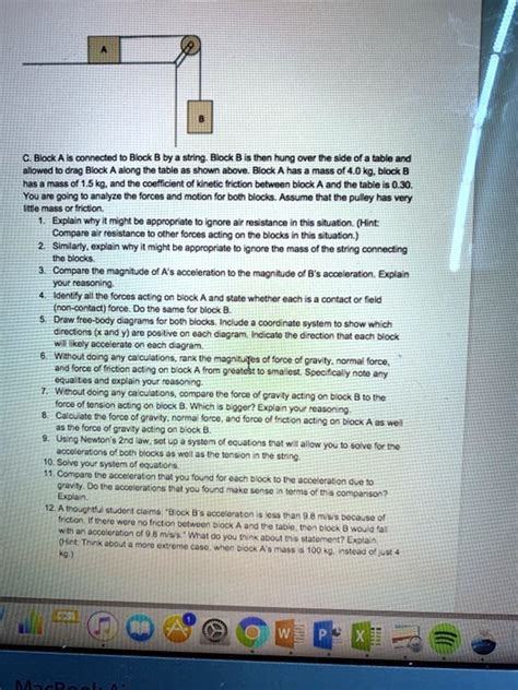 SOLVED C Block A Is Connected To Block B By A String Block B Is Then Hung Over The Side Of A