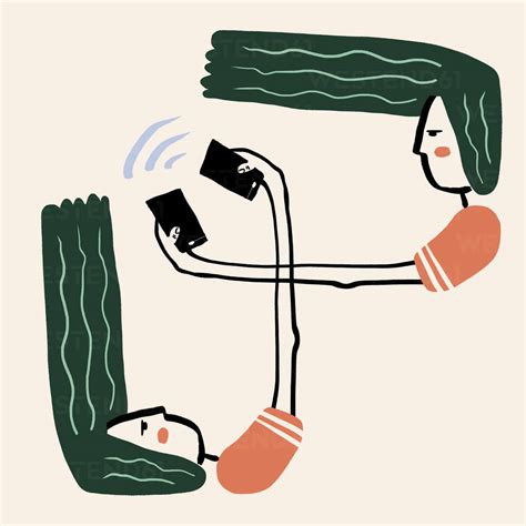 Colorful Image Of Reflecting Woman Using Wi Fi On Cellphone For Graphic