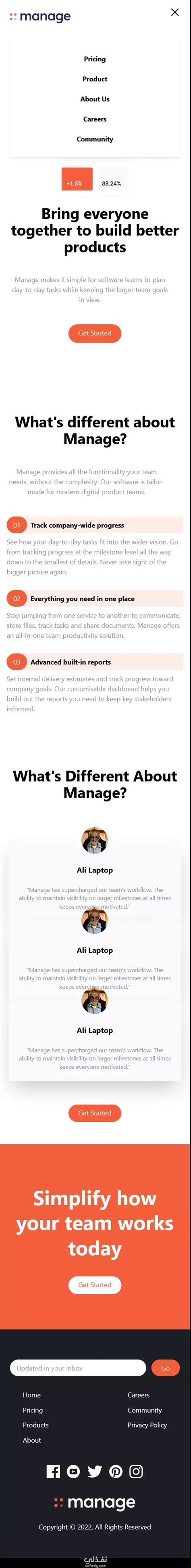 تصميم صفحه هبوط ب Tailwindcss نفذلي