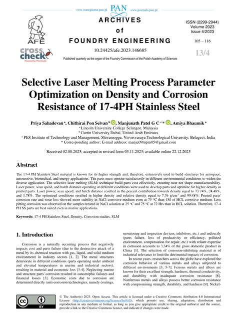 Pdf Selective Laser Melting Process Parameter Optimization On Density