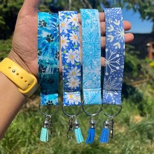 Blue Key Fob Wristlet Keychain T For Blue Lovers Blue Wristlet
