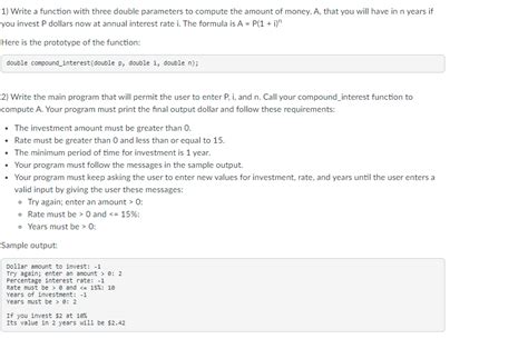Solved 1 Write A Function With Three Double Parameters To
