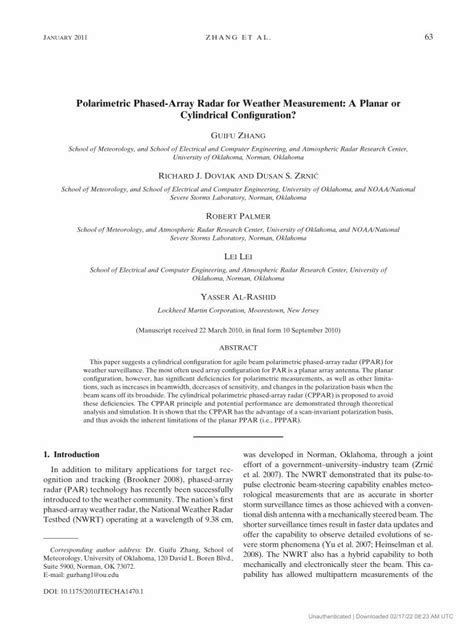 Pdf Polarimetric Phased Array Radar For Weather Measurement A Dokumentips