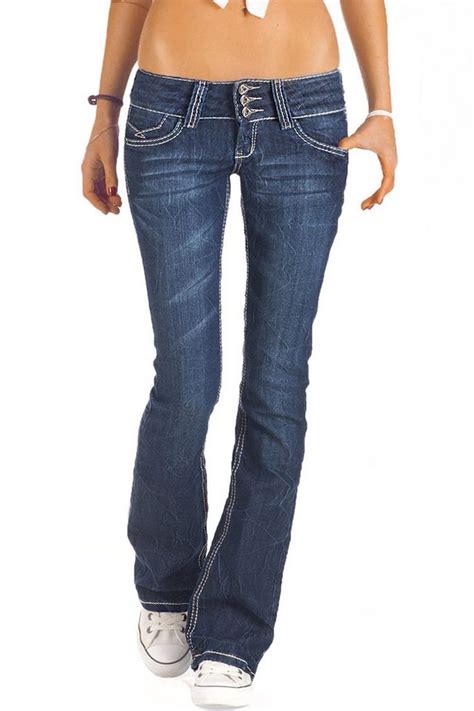Be Styled Bootcut Jeans Low Waist Damenjeans Ausgestellte Hüfthosen J73e