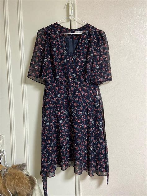 허리끈 쉬폰 꽃무늬 원피스s 세컨웨어헬로마켓