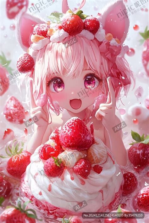 Ai创作图草莓女孩儿 莓果拟人卡通形象 草莓拟人 Q版草莓 草莓喵喵乐 原创草莓妹插画 桃桃草莓 天地盖草莓 二次元甜美女孩插画 草莓少女 原创草莓水果拟人 手绘草莓女 二次元插画 拟人草莓