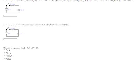 Solved For The Circuit Given Calculate The Capacitor S Chegg Com