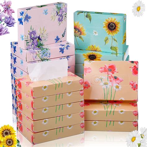 24 Packs Small Boxes Of Tissues Flower Car Facial Tissue Boxes Disposable Tissue