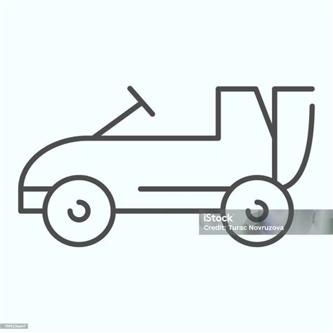 자동차 장난감 얇은 라인 아이콘입니다 아이 자동 벡터 그림 흰색에 격리 웹 및 응용 프로그램을 위해 설계된 어린이 카브리올레 개요 스타일 디자인 Eps 10 0명에 대한