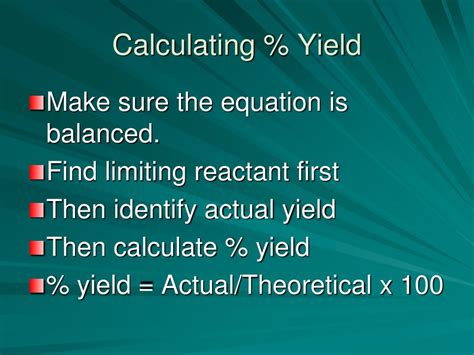 Ppt Limiting Reactants And Percentage Yield Powerpoint Presentation