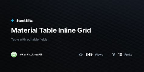 Material Table Inline Grid Stackblitz