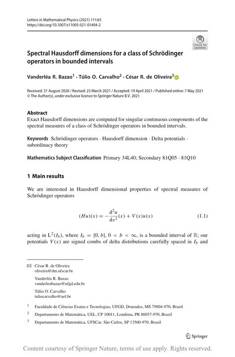 Spectral Hausdorff Dimensions For A Class Of Schrödinger Operators In Bounded Intervals