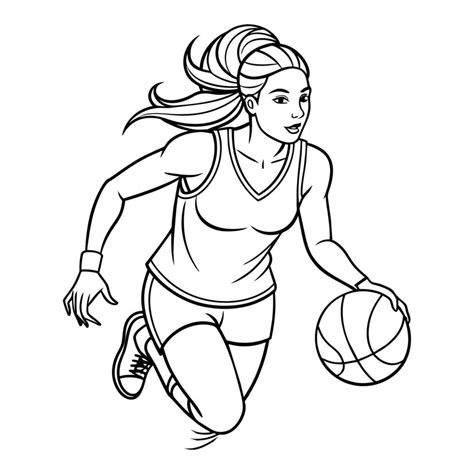 Female Basketball Player Continuous Line Art Drawing 39854597 Vector