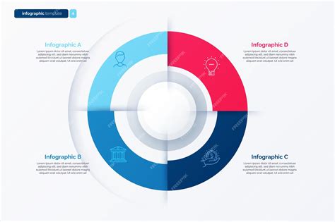 네 가지 옵션 사이클 인포그래픽 차트 터 일러스트레이션 프리미엄 벡터