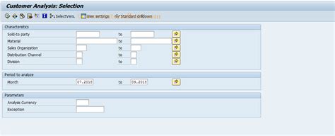 MCTA SAP Tcode SIS Customer Analysis Selection