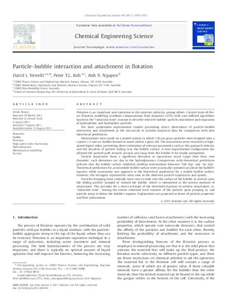 pdf particle bubble interaction and attachment in flotation