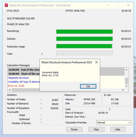 Incorrect Data Error 2110 While Analysis On A 3d Shell Model In Robot Structural Analysis