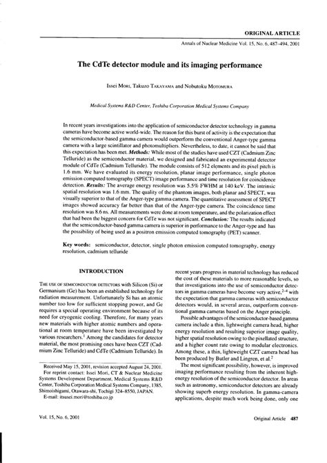 Pdf The Cdte Detector Module And Its Imaging Performance