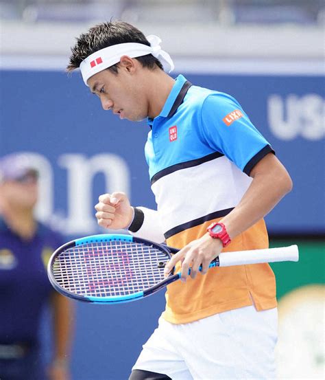＜全米オープン第1日 錦織圭・トルンヘリティ＞第1セット、得点を決めガッツポーズをする錦織圭（撮影・小海途 良幹） ― スポニチ