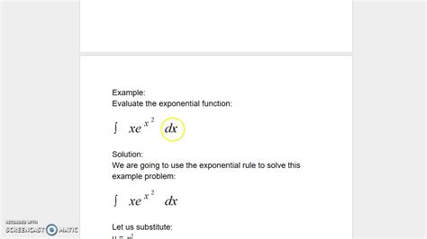 Integral Of Exponential Functions Example 5 Youtube