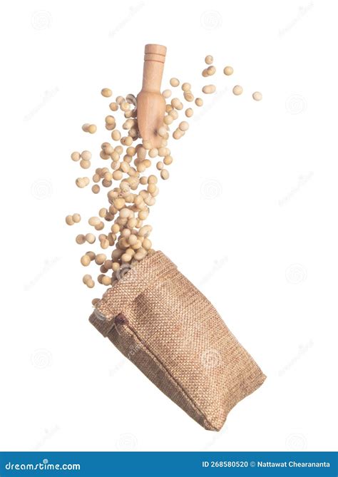 Soy Bean Flying Explosion In Sack Bag Yellow Grain Beans Explode