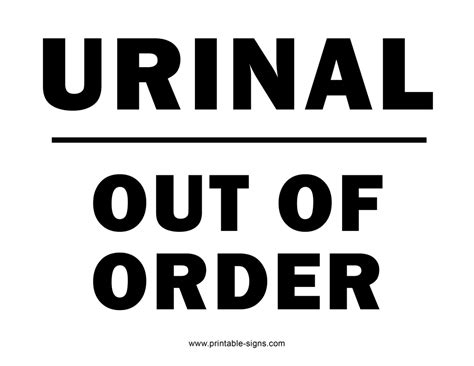 Urinal Out Of Order Sign Printable Signs