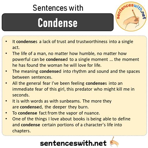 Sentences With Condense Sentences About Condense In English SentencesWith Net