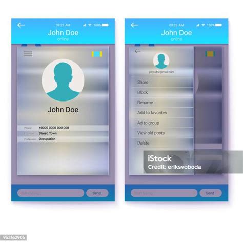모바일 App 페이지 프로필의 사이드바 메뉴 화면 Ui입니다 금속 배경 응용 프로그램의 인터페이스입니다 응답 비즈니스 웹사이트 또는 응용 프로그램에 대 한 Gui
