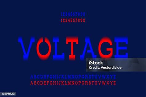 전압 문자 및 숫자 파란색과 빨간색 전기 생생한 글꼴 벡터 격리 영어 알파벳 0명에 대한 스톡 벡터 아트 및 기타 이미지 0명 개체 그룹 길거리 스타일 Istock