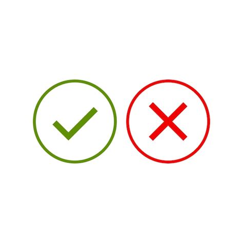 Premium Vector Green Check Mark And Red Cross Signs Vector Illustration
