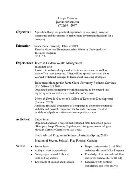 Resume Template For Excel