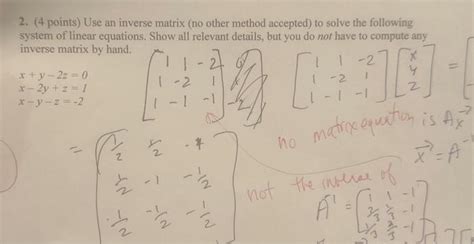 solved 2 4 points use an inverse matrix no other method