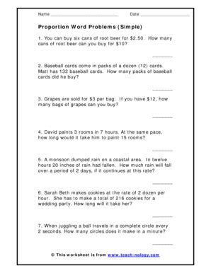 Proportion Word Problems Worksheet Form Fill Out And Sign Worksheets Library