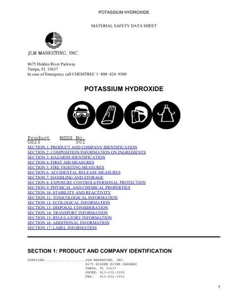 Potassium Hydroxide Msds Pdf