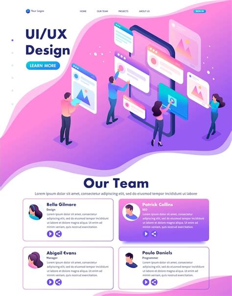 Premium Vector Isometric Website Template Landing Page Concept The