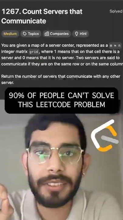 Leetcode 1267 Count Servers That Communicate Python Hindi Leetcode Coding Youtube
