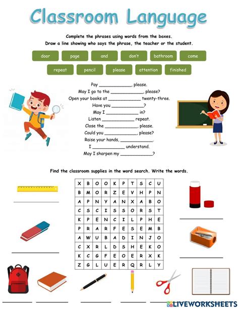 Classroom Language Worksheet Artofit