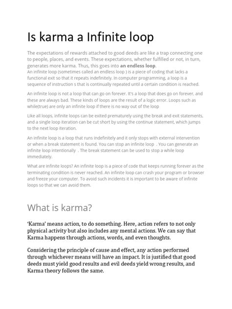 Is Karma A Infinite Loop Pdf Karma Control Flow